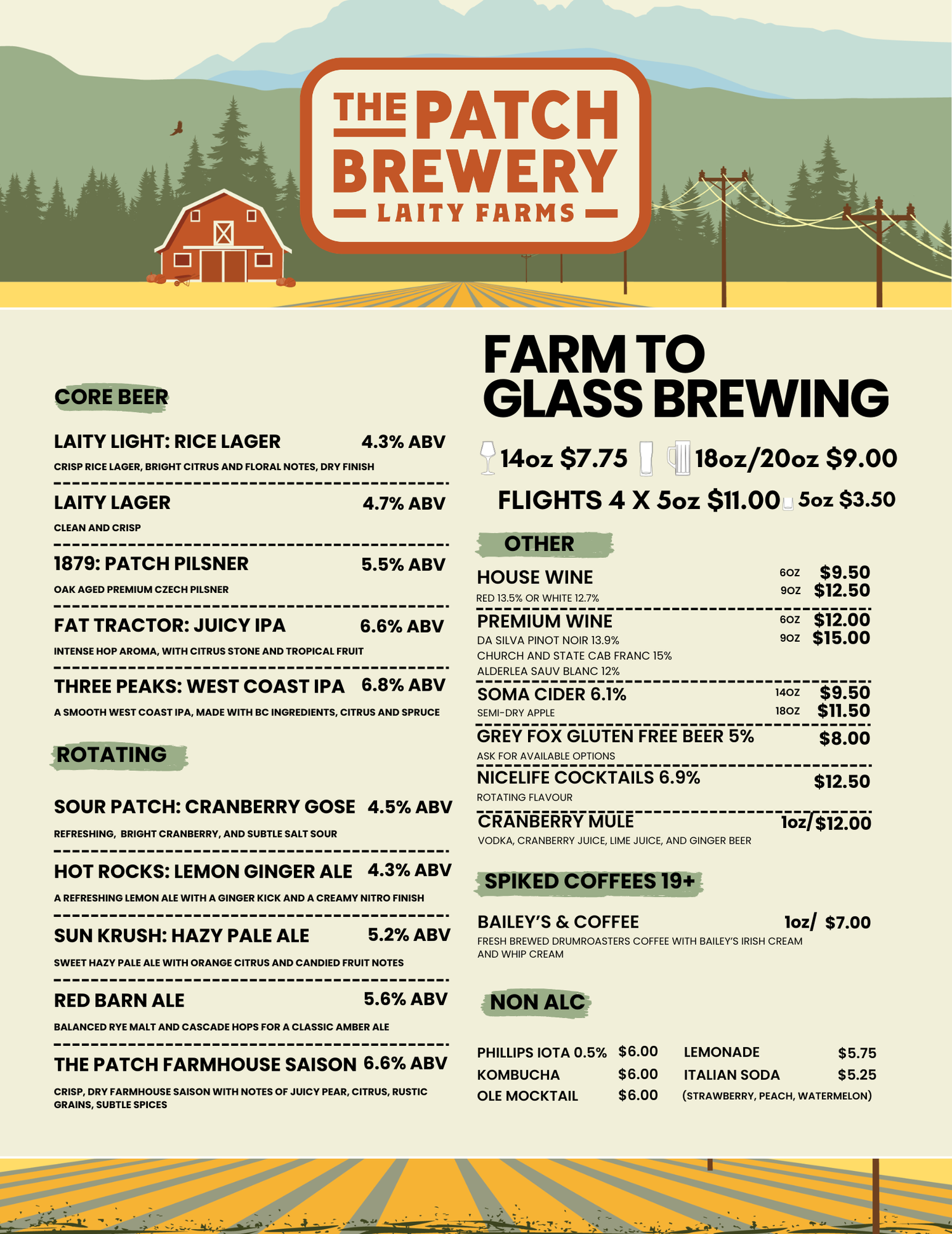 Drinks Menu – The Patch Brewery