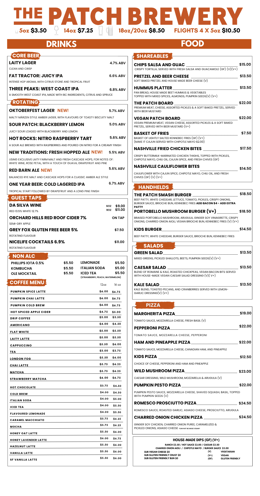 Menu – The Patch Brewery