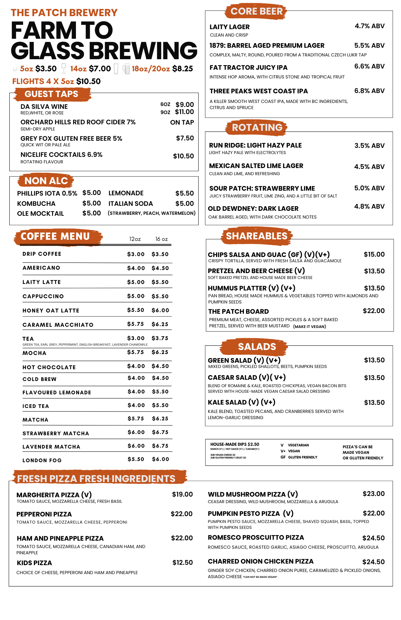 Menu – The Patch Brewery