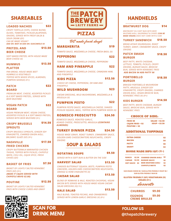 Menu – The Patch Brewery